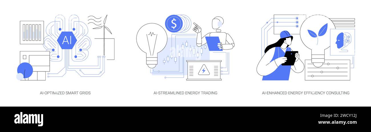 AI in Energy supply abstract concept vector illustrations Stock Vector ...