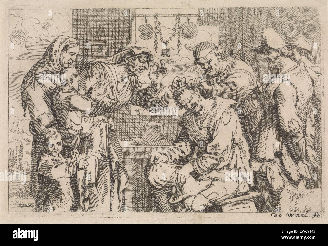 The village surgeon, Jan Baptist de Wael, 1642 - 1669 print A surgeon ...