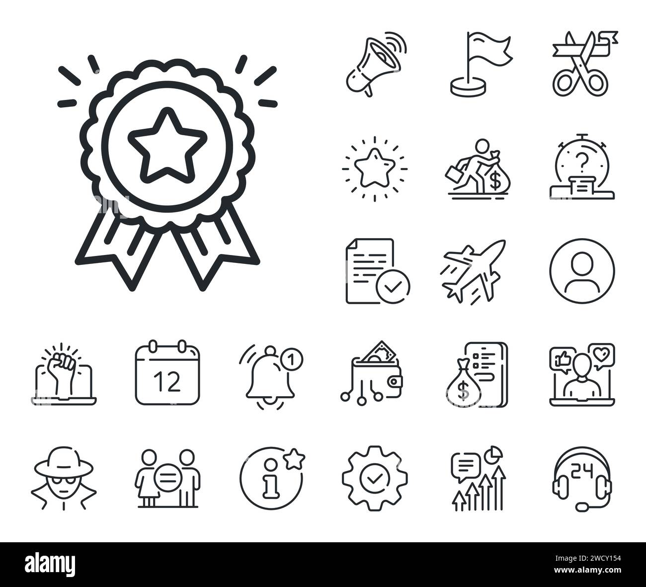 Loyalty award line icon. Bonus points. Discount program. Salaryman ...