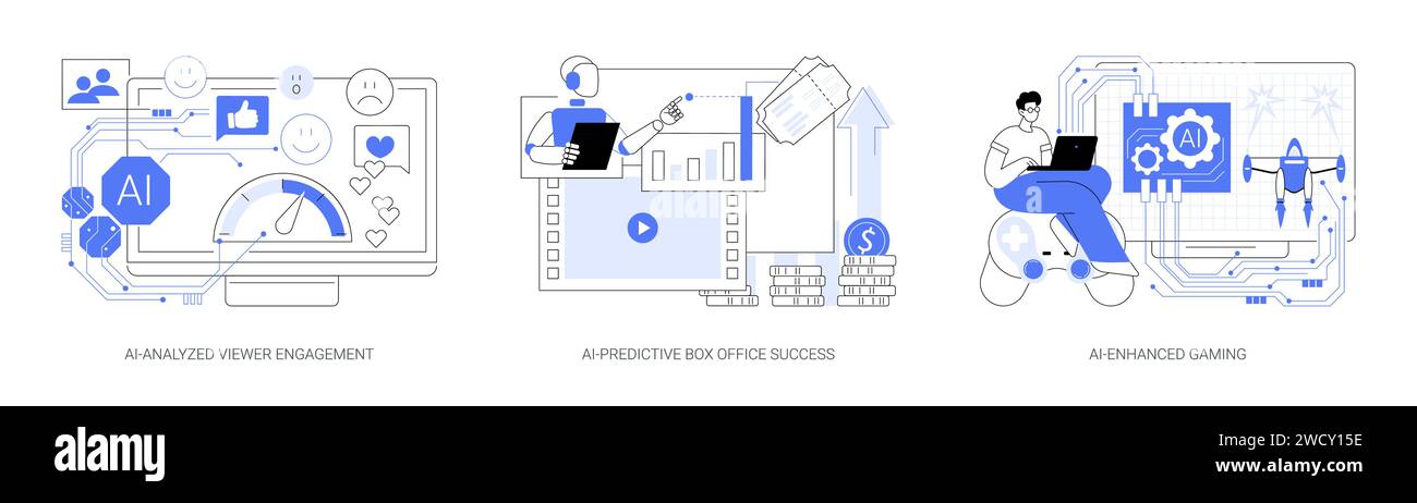 AI in digital Entertainment abstract concept vector illustrations Stock ...