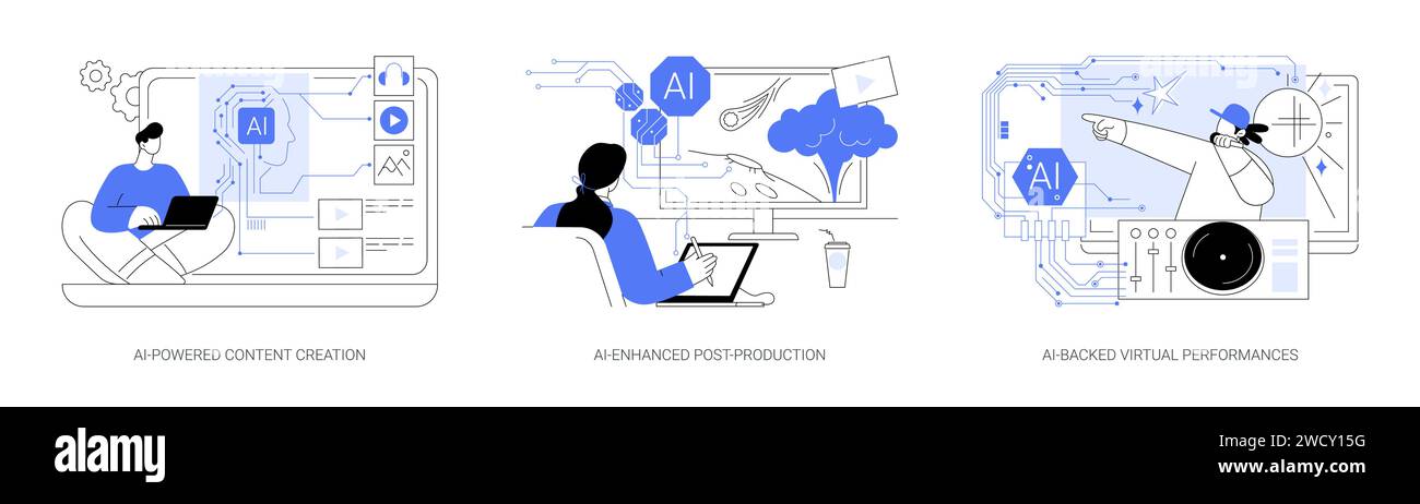 AI Technology in Entertainment abstract concept vector illustrations ...