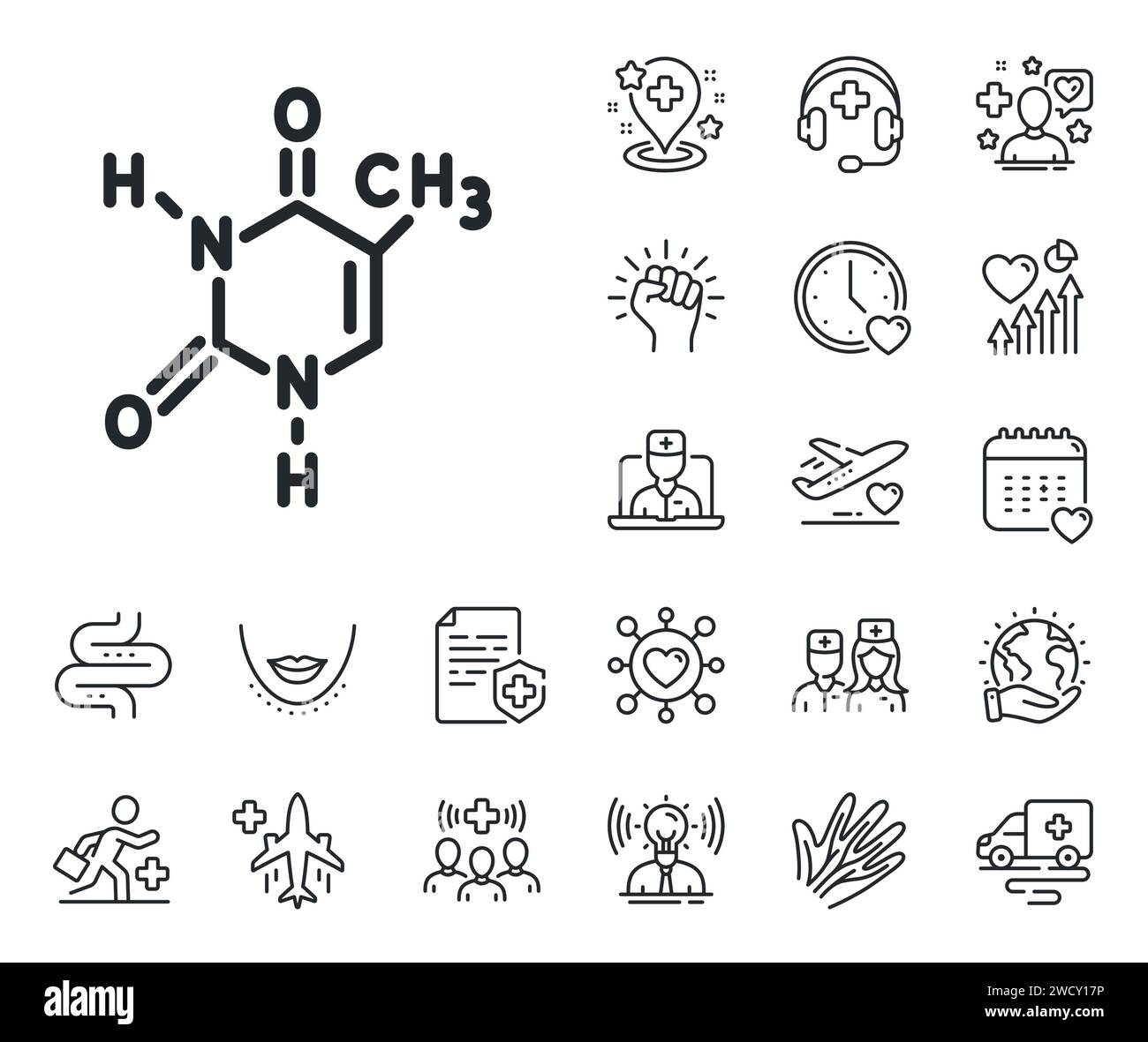 Chemical formula line icon. Chemistry lab sign. Analysis. Online doctor ...