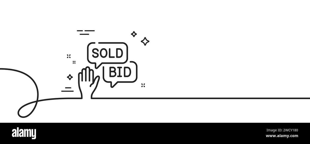 Bid offer line icon. Auction sign. Continuous line with curl. Vector ...