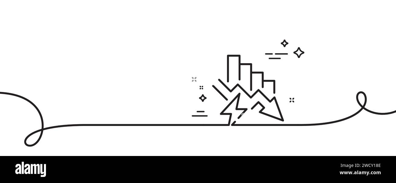 Saving electricity line icon. Electric power down trend sign ...