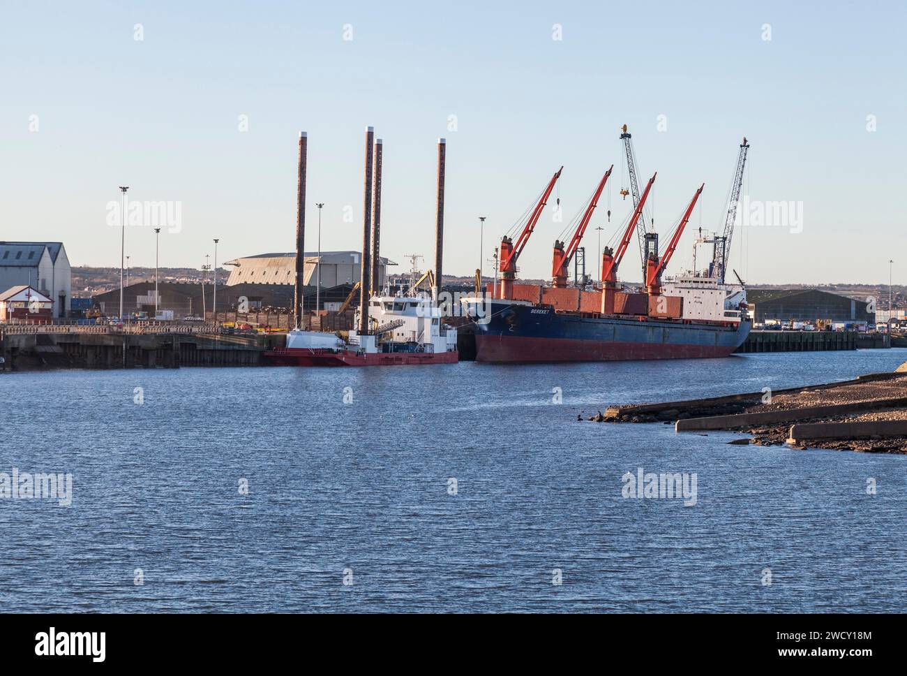 A Ziton owned jack up vessel in the port at Hartlepool,England,UK. Used ...