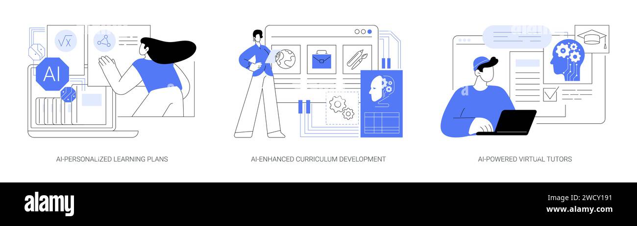 AI in Education abstract concept vector illustrations Stock Vector ...