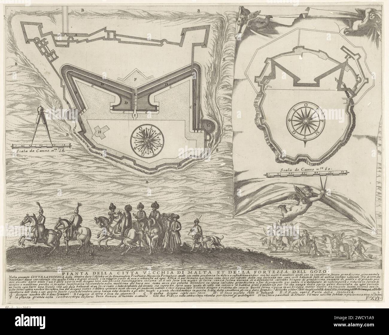 Two floor plans of a city on Malta and Van Gozo, Antonio Francesco ...