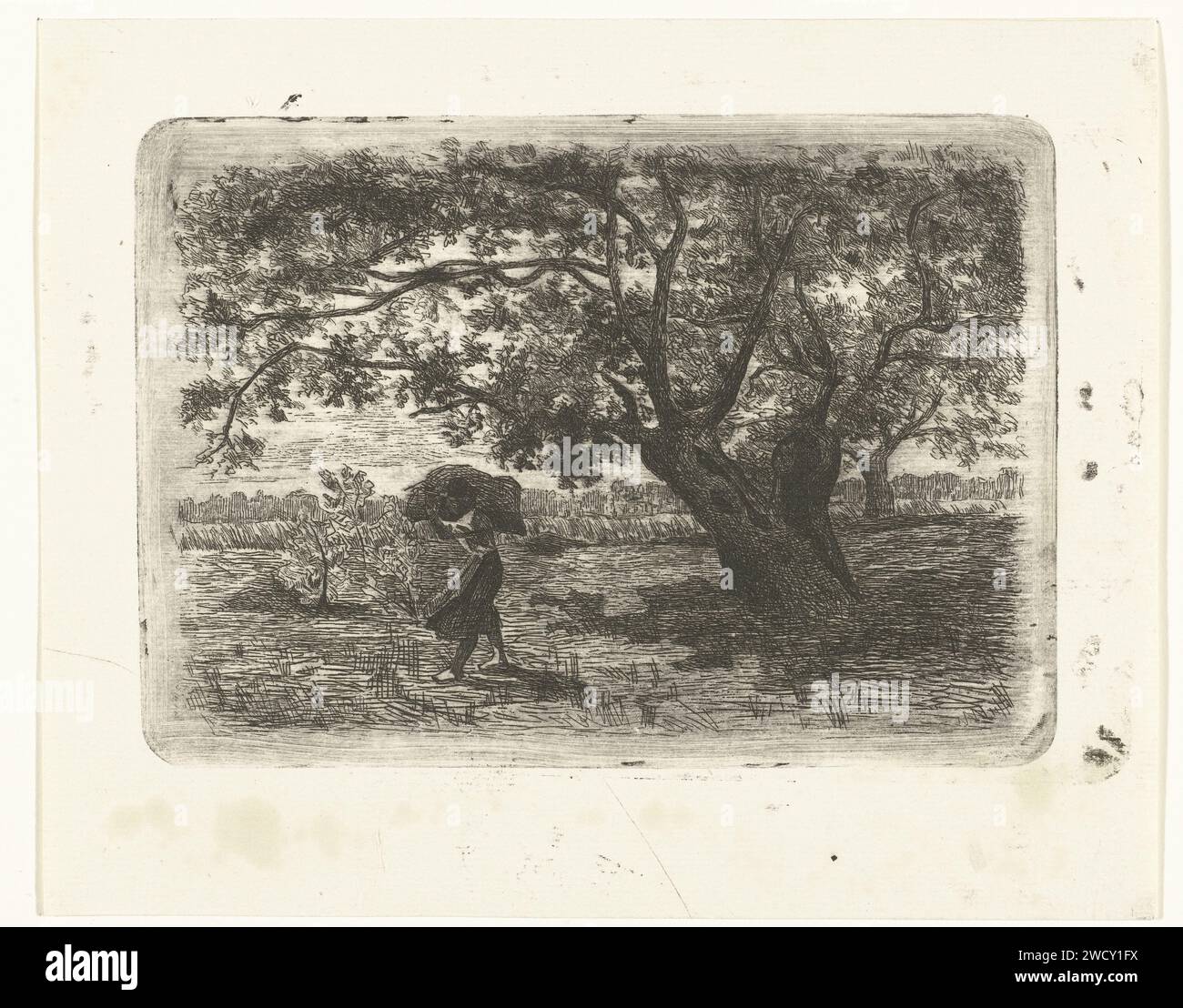 Landscape with trees and wife with Takkenbos, Johanna Henriëtte Besier ...