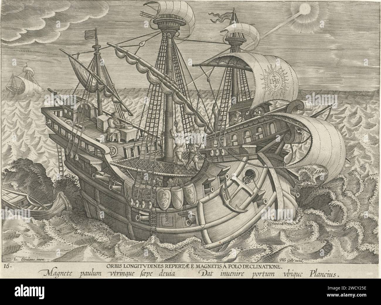 Determining the longitude by means of a compass, Jan Collaert (II ...