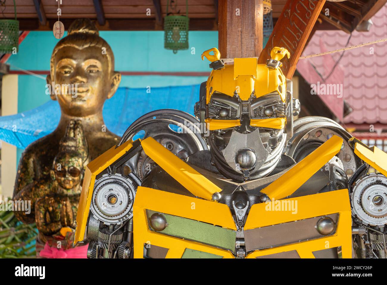 SAMUT SAKHON, THAILAND, DEC 03 2023, Iron figure of the Autobot ...