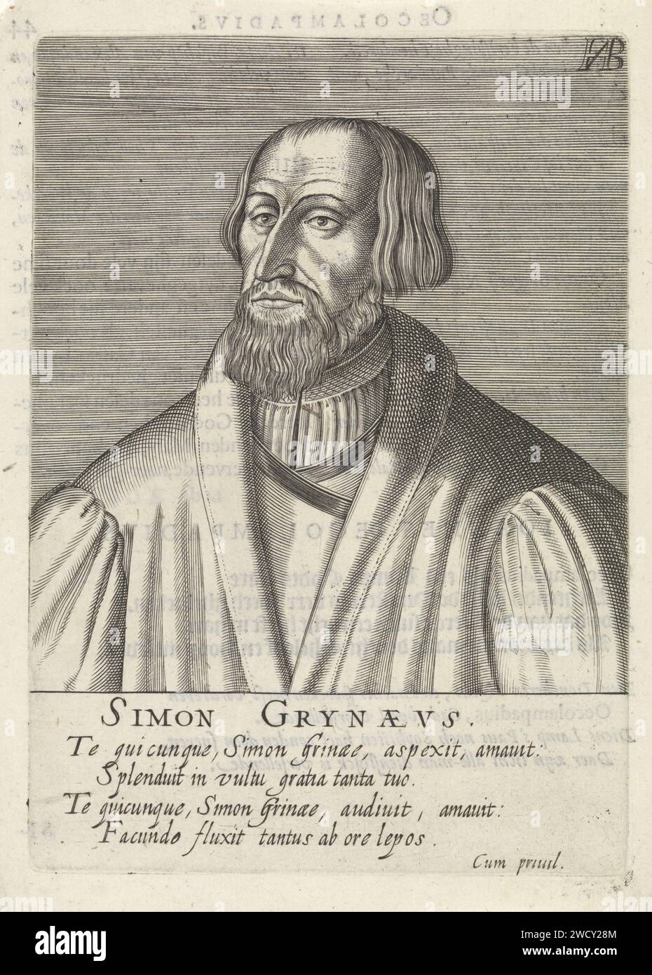 Portrait of Simon Grynaeus, Hendrick Hondius (I), 1599 print Bust to ...