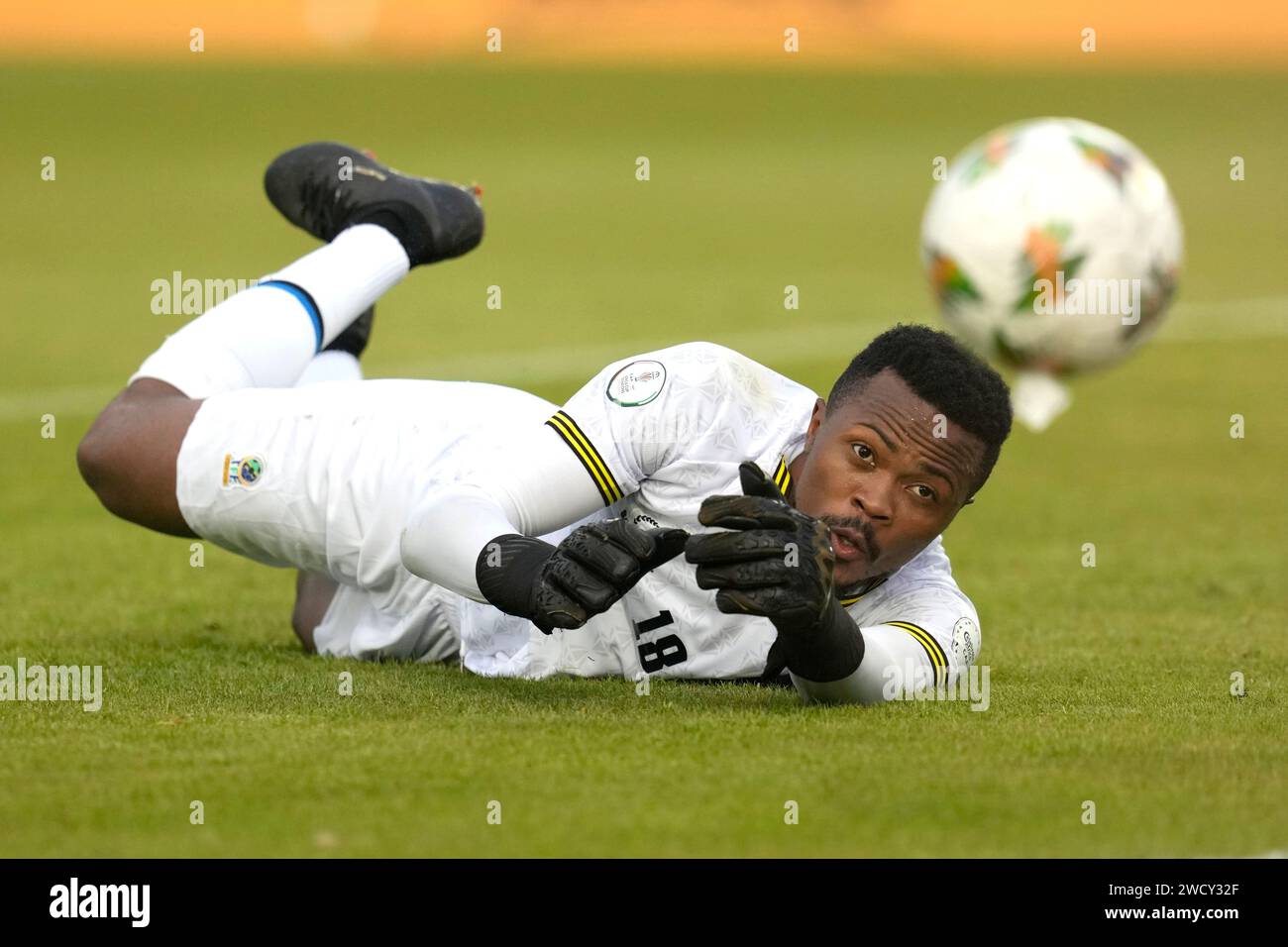 Tanzania's goalkeeper Aishi Manula makes a save during the African Cup ...