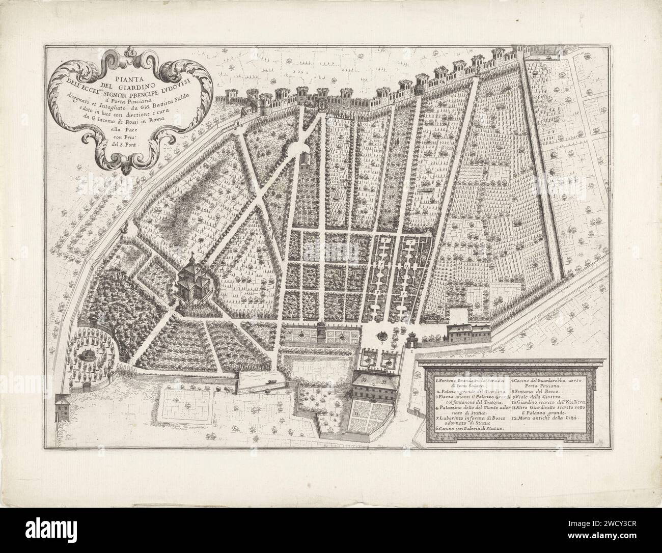 Map of the garden of Cardinal Ludovico Ludovisi, Giovanni Battista ...