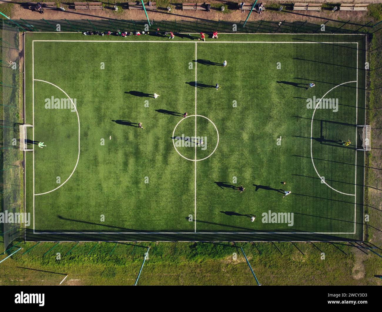 Aerial view soccer players training hi-res stock photography and images ...