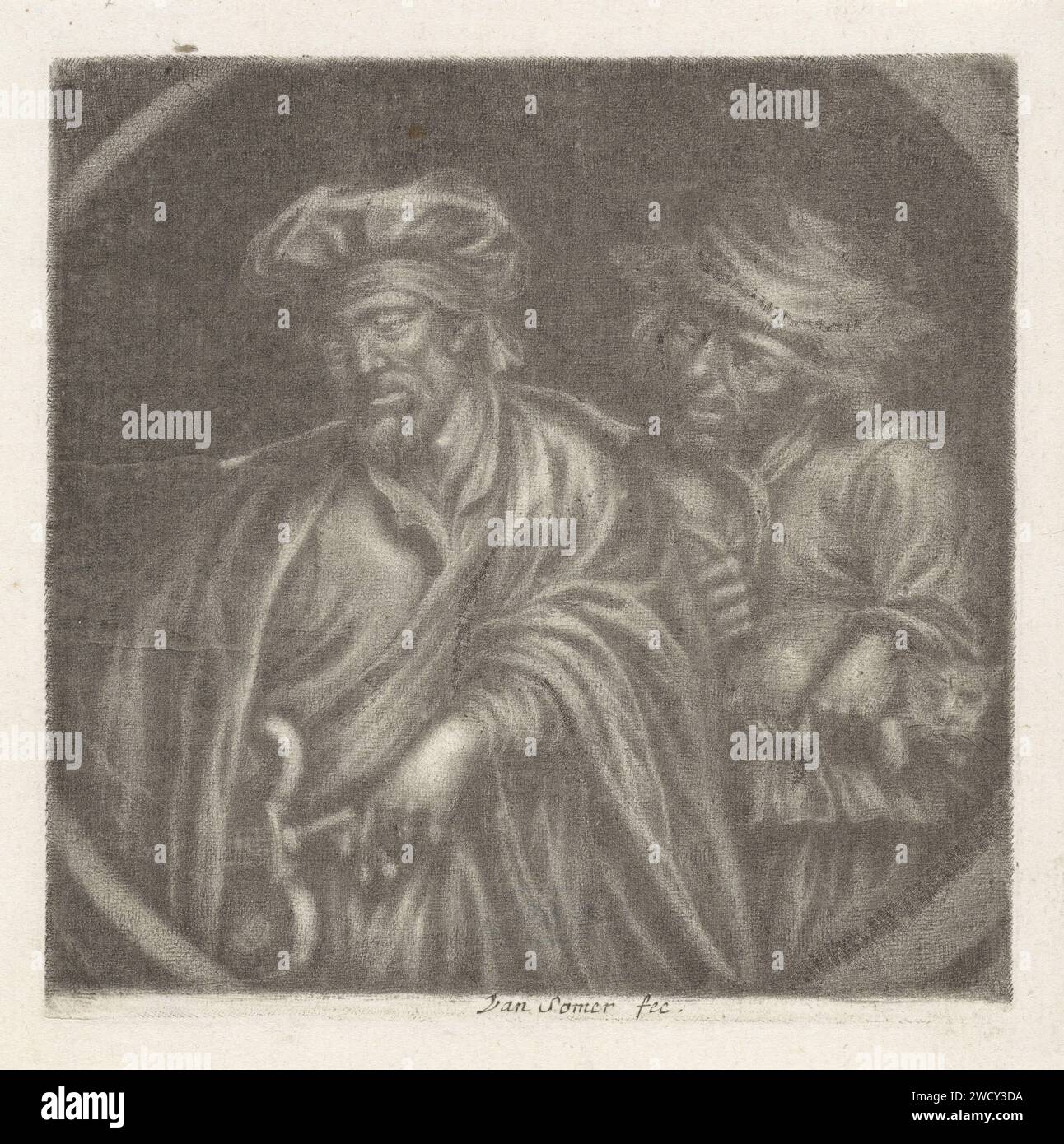 Lier player, Jan van Somer, after Adriaen Brouwer, 1655 - 1700 print A ...