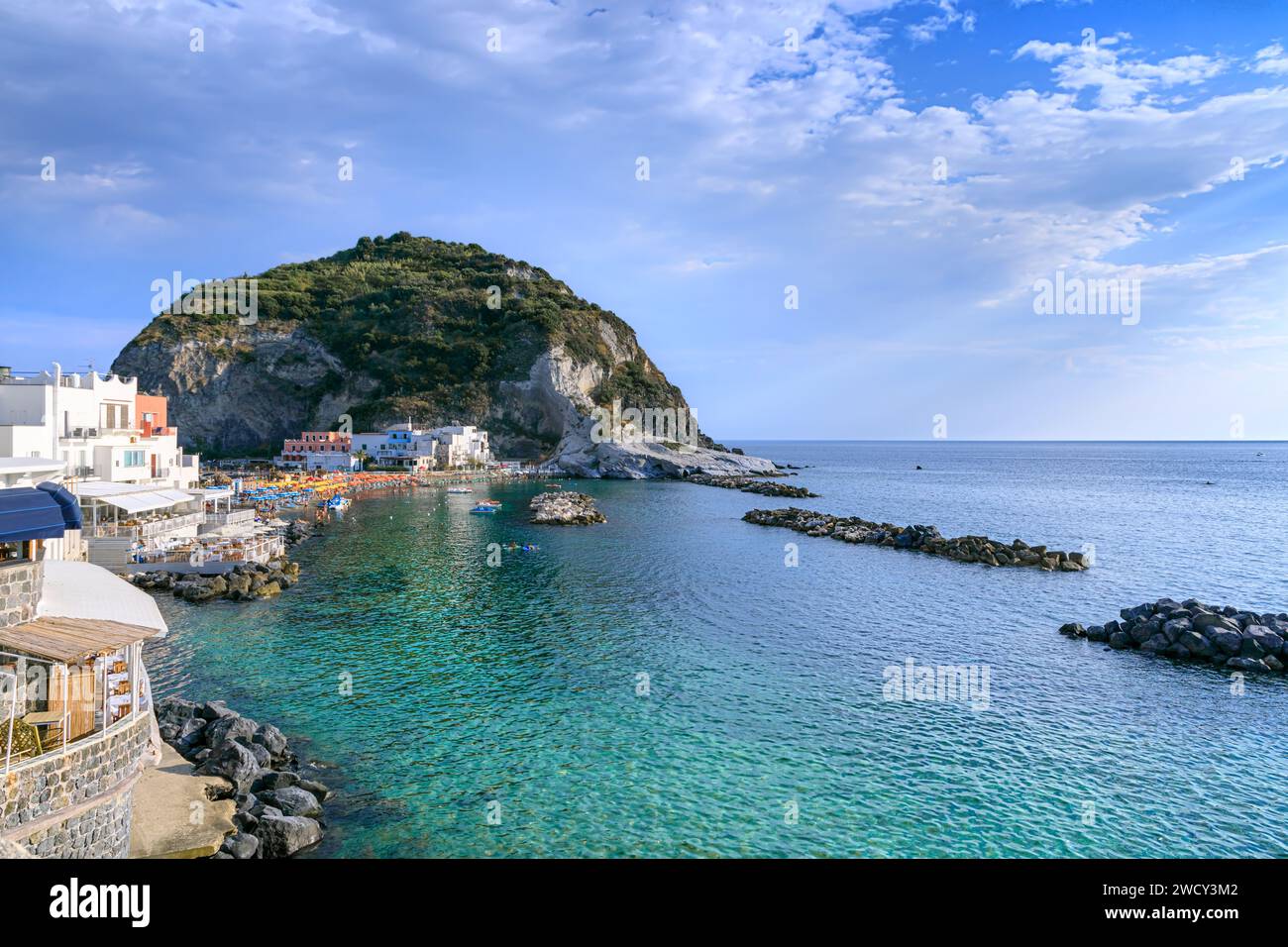 View of SantAngelo, a charming fishing village and popular tourist ...
