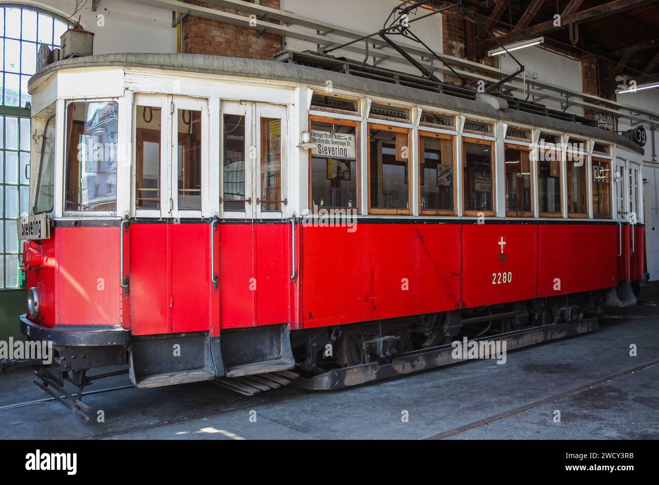 Old tramway in The Transport Museum of Wiener Linien created in 2014 ...