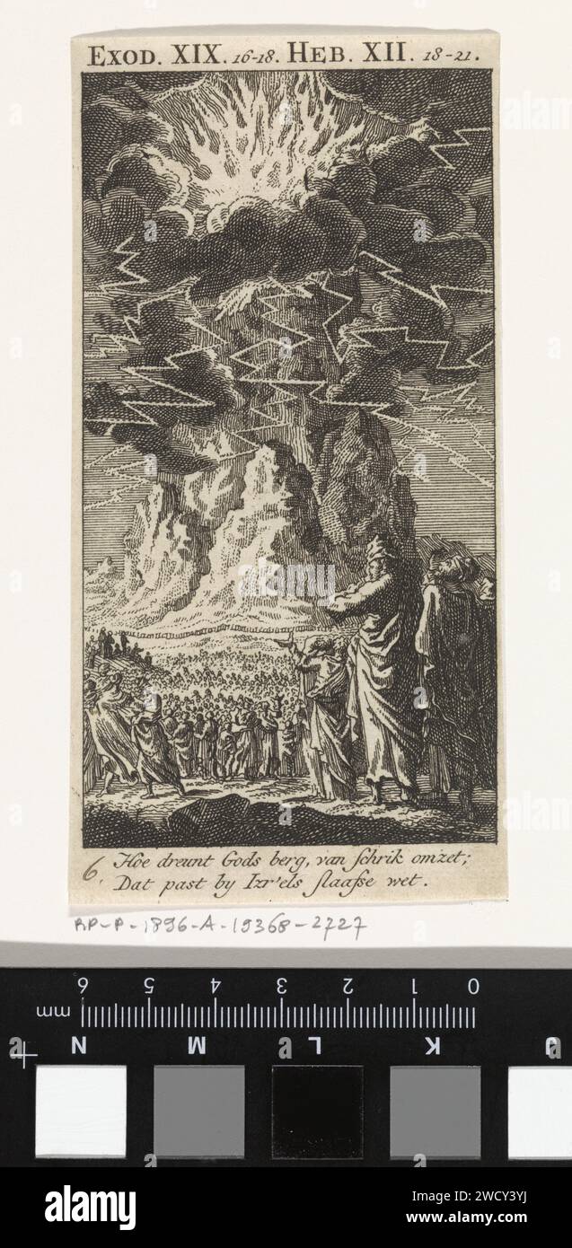 Legislation on Mount Sinai, Jan Luyken, 1712 print Amsterdam paper etching Mount Sinai is ...