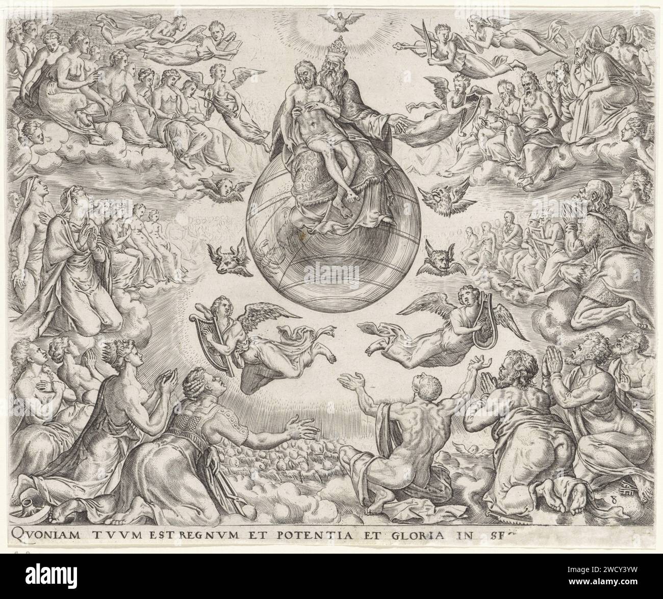 Worship of the Trinity, Johannes Wierix, After Maarten van Heemskerck ...