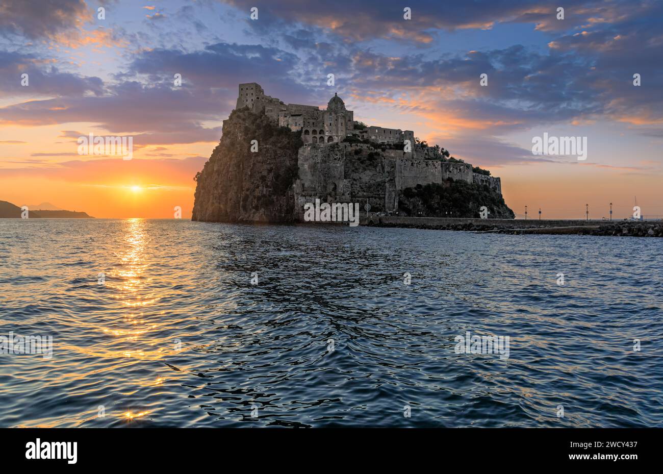 Sunrise view of Ischia Island, italy.Iconic view of the island of ...