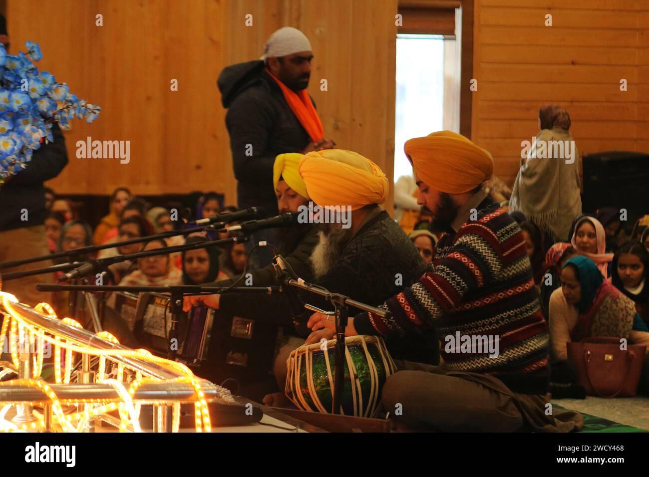 Srinagar, India. 17th Jan, 2024. January 17, 2024, Srinagar Kashmir, India : Musicians play Sikh ...
