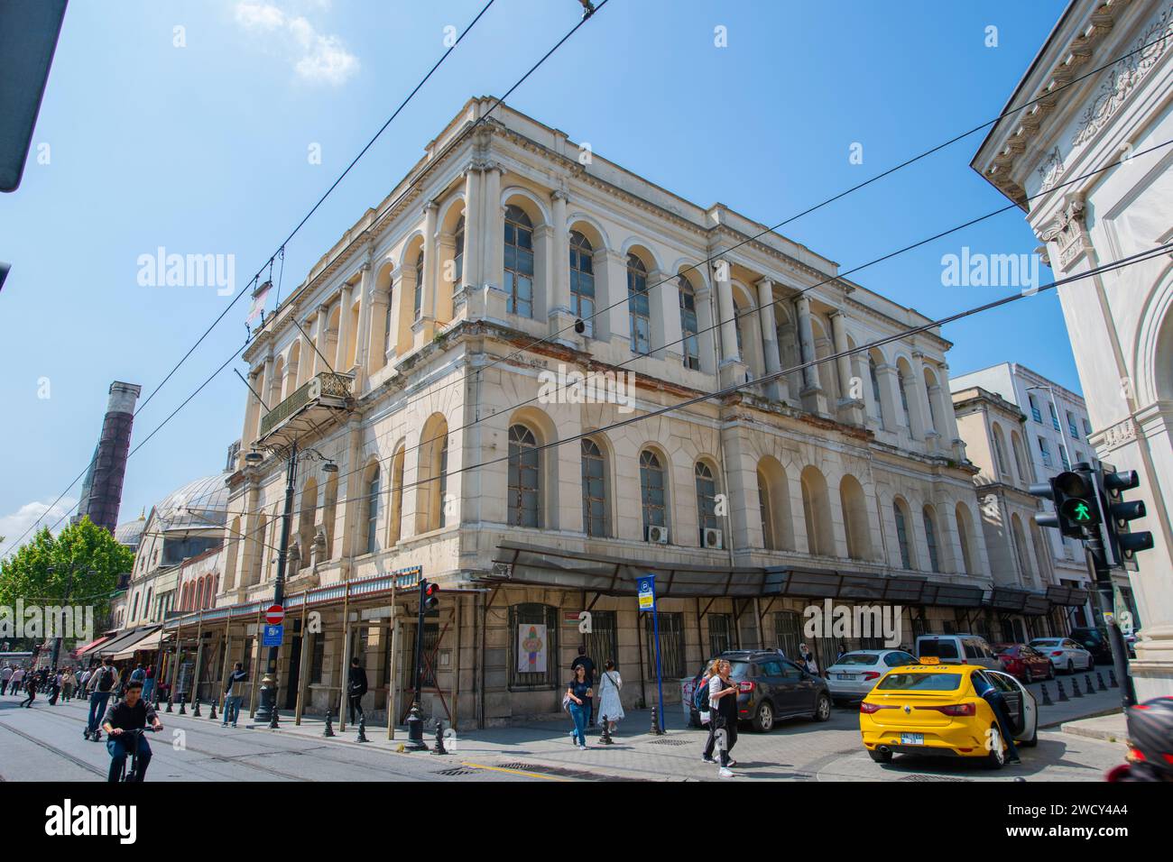 Historic commercial buildings on Divan Yolu Caddesi Avenue in Fatih ...
