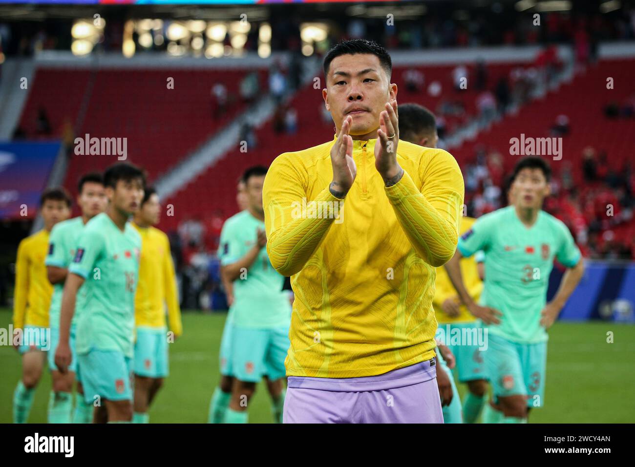 Doha, Qatar, 17th January 2024, AFC Asian Cup 2023 Group A - China 0:0 Lebanon: Captain Zhang ...