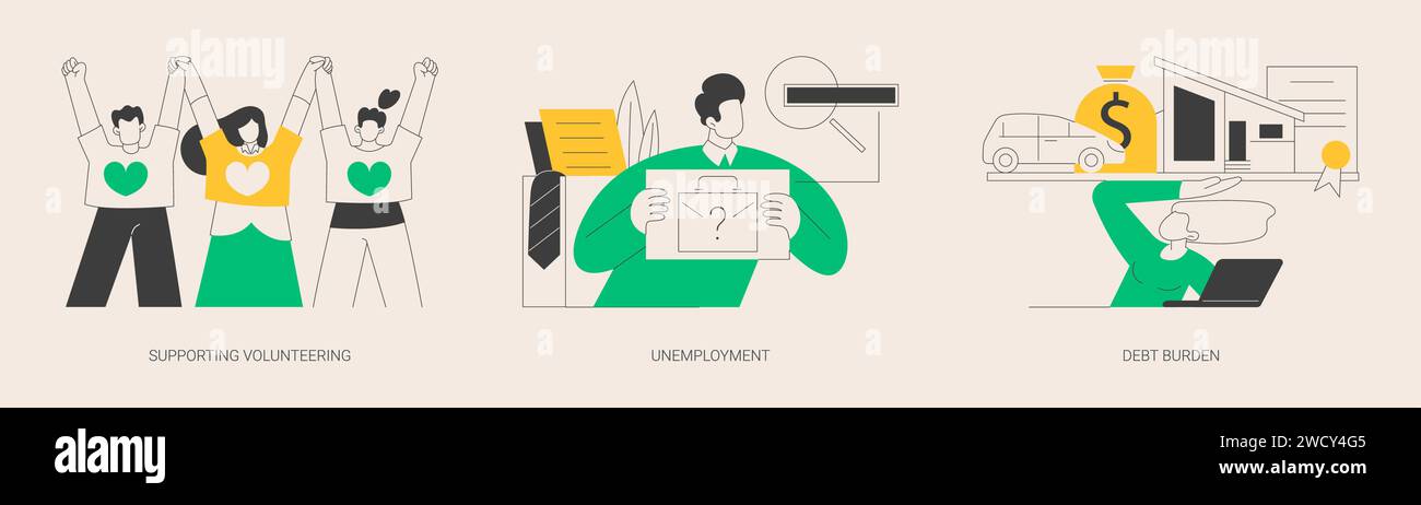 Socio-economic outbreak impact abstract concept vector illustrations ...