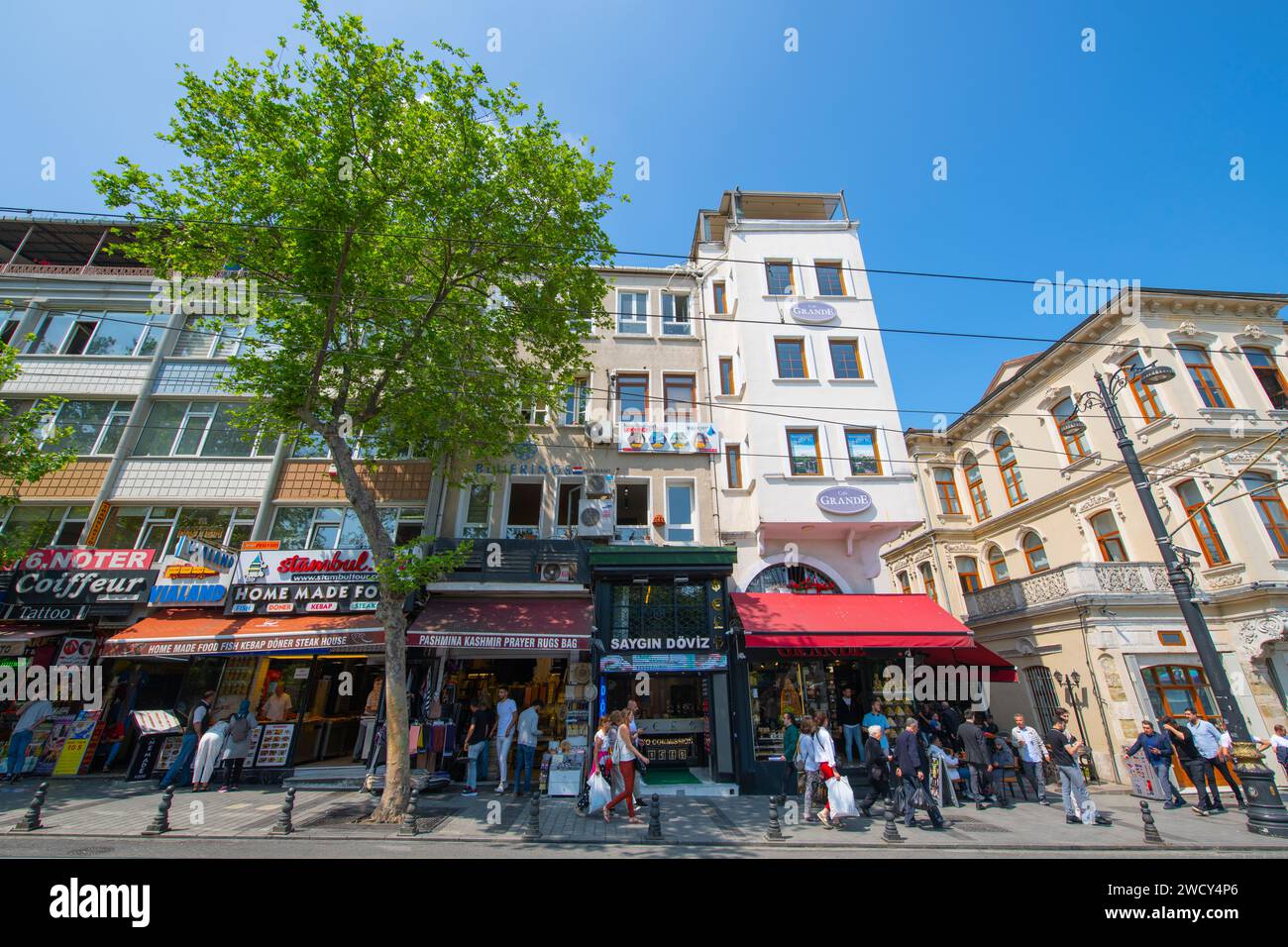 Historic commercial buildings on Divan Yolu Caddesi Avenue in Fatih ...