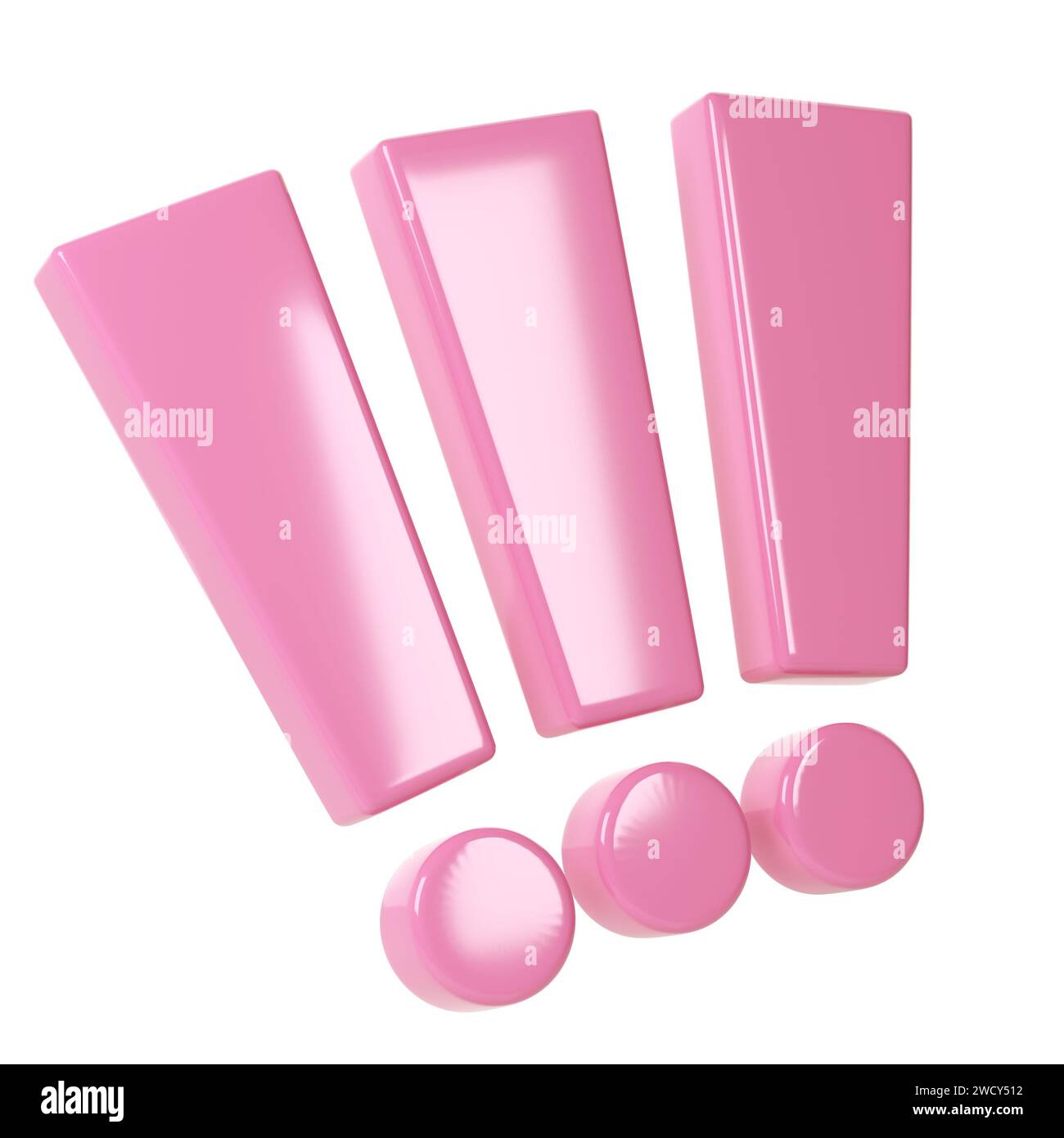 Three Exclamation signs pink color. Realistic 3d balloon on white ...