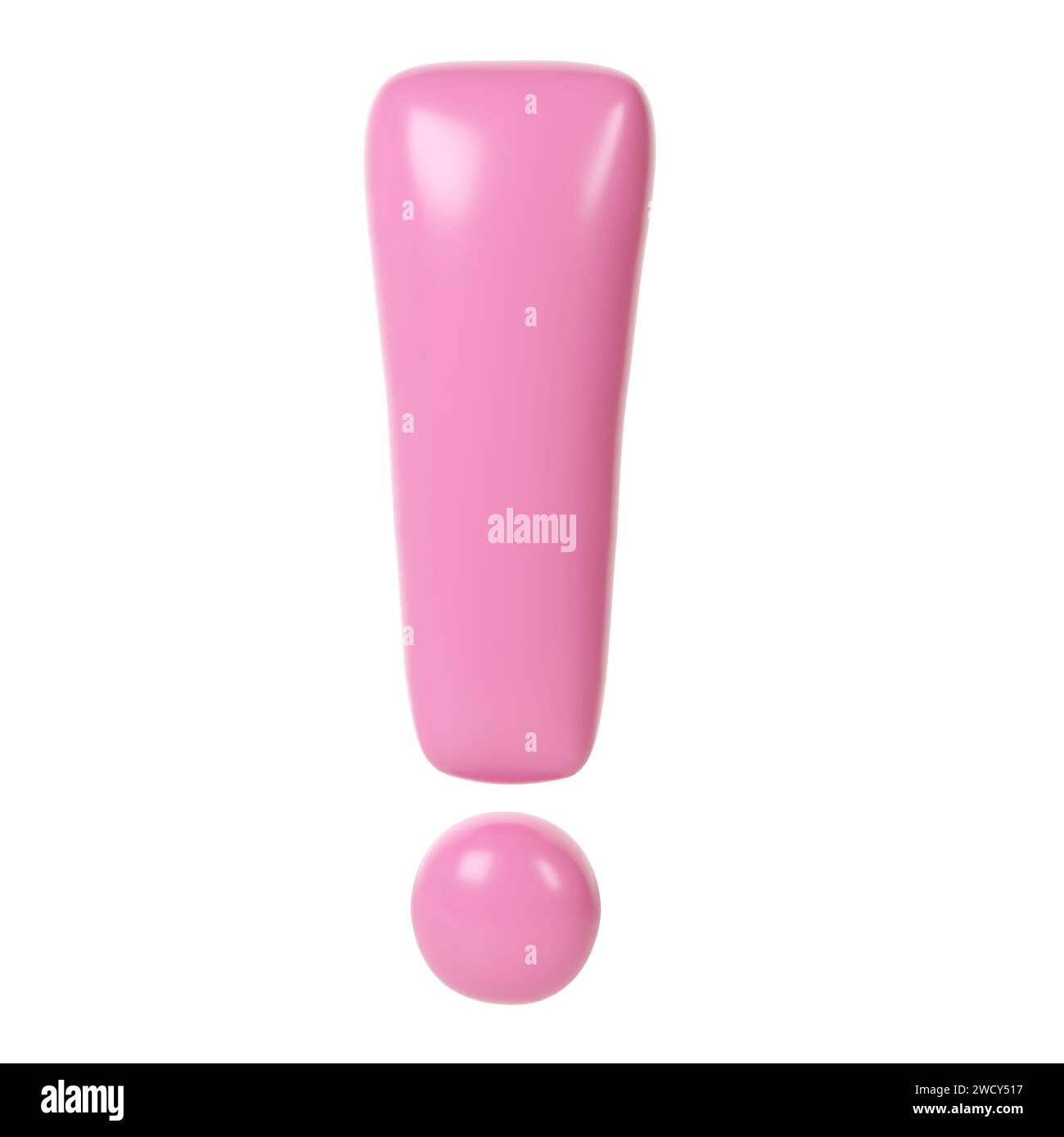 Exclamation sign pink color. Realistic 3d balloon on white background ...
