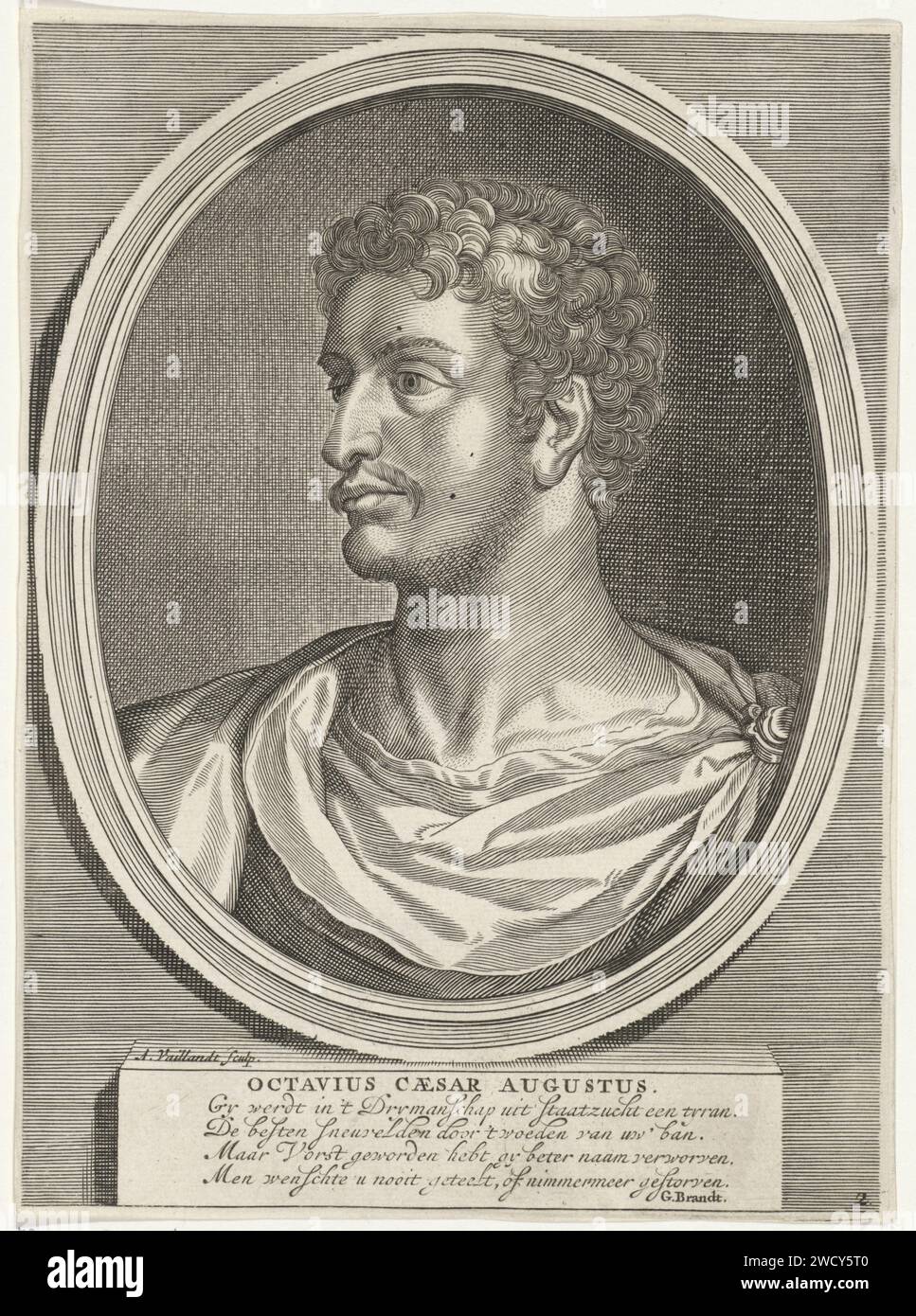 Portrait of Augustus, Emperor of the Roman Empire, Andries Vaillant ...
