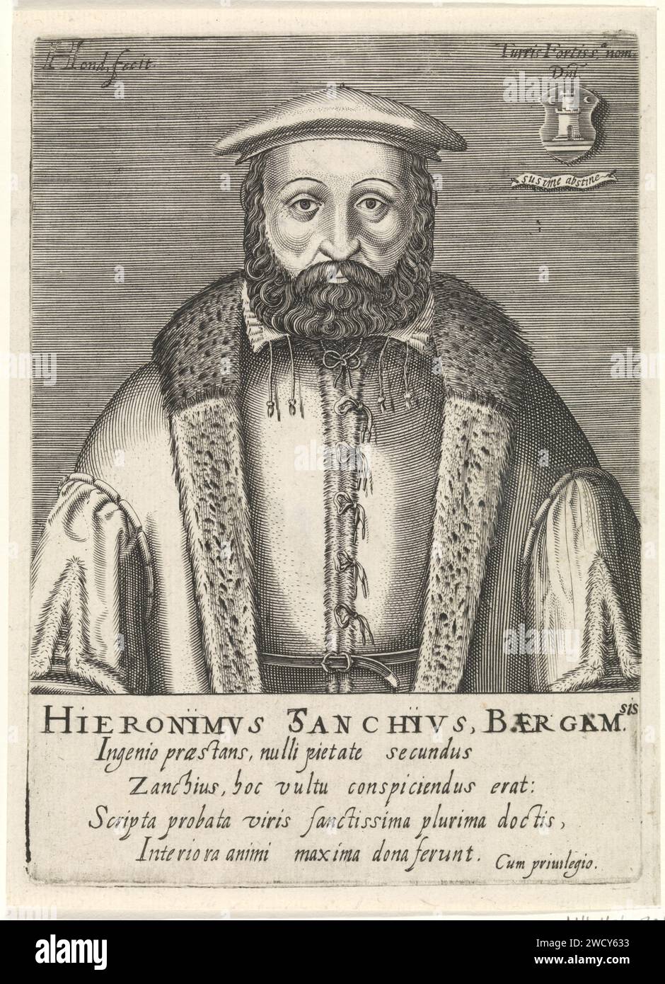 Portrait of Hieronymus Zanchius, Hendrick Hondius (I), 1599 print ...