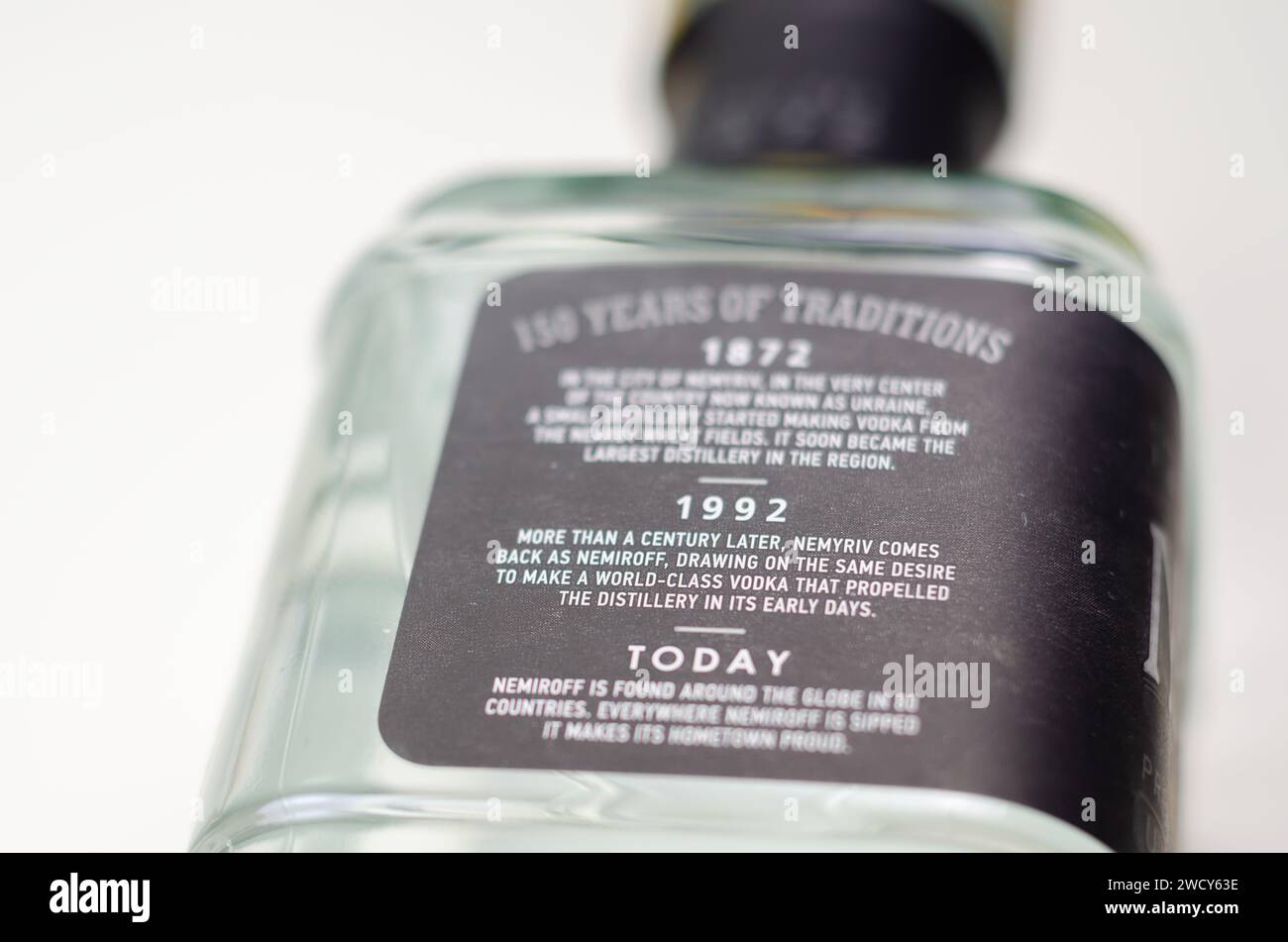 LONDON, UK - 16 JANUARY 2024 Nemiroff is a Ukrainian vodka brand with a ...
