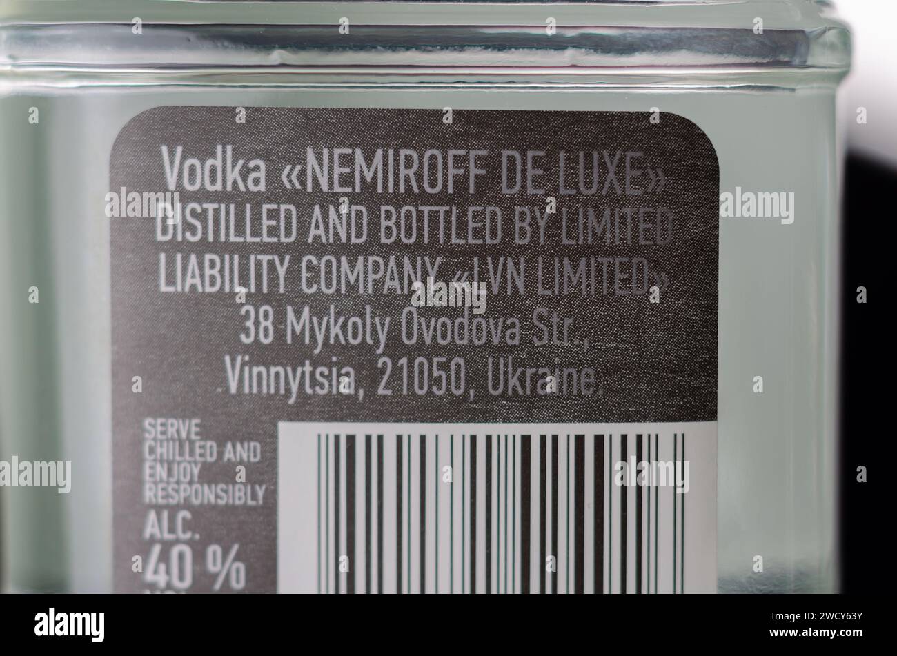 LONDON, UK - 16 JANUARY 2024 Nemiroff is a Ukrainian vodka brand with a ...