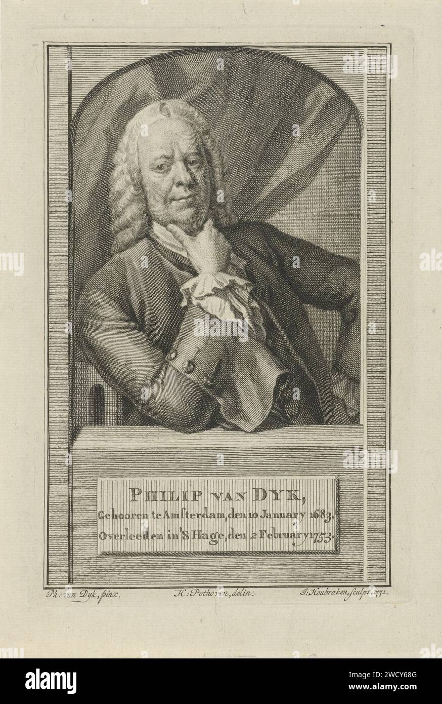 Portrait of Philip van Dijk, Jacob Houbraken, After Philip van Dijk ...