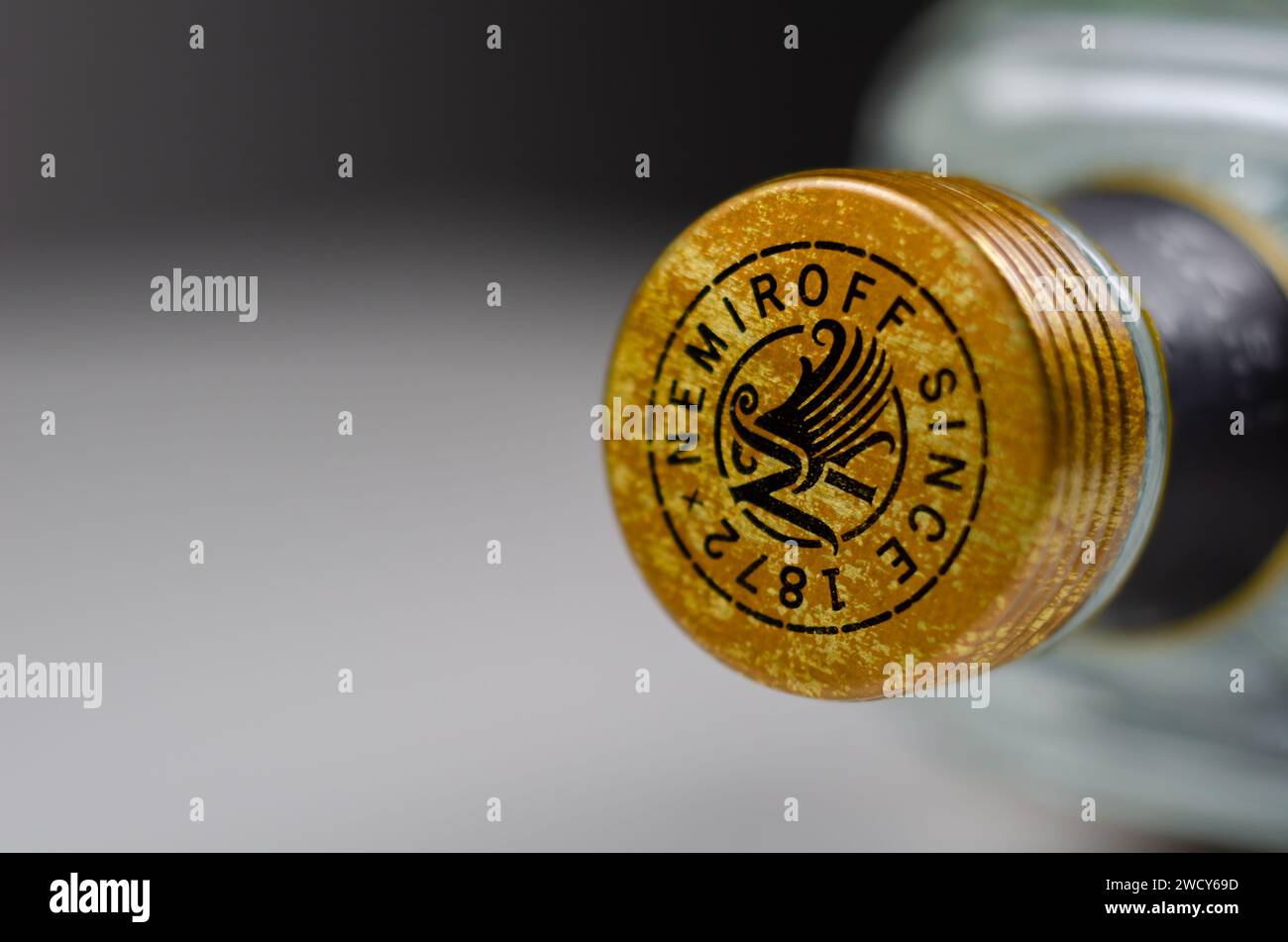 LONDON, UK - 16 JANUARY 2024 Nemiroff is a Ukrainian vodka brand with a ...