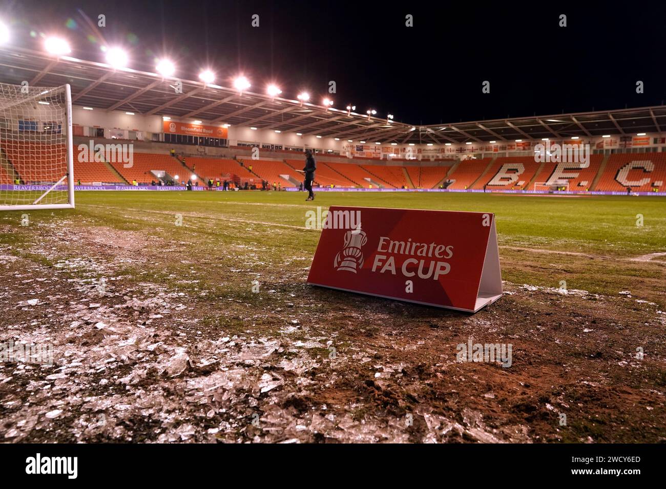 A general view of the frozen ground pitch side ahead of the Emirates FA ...