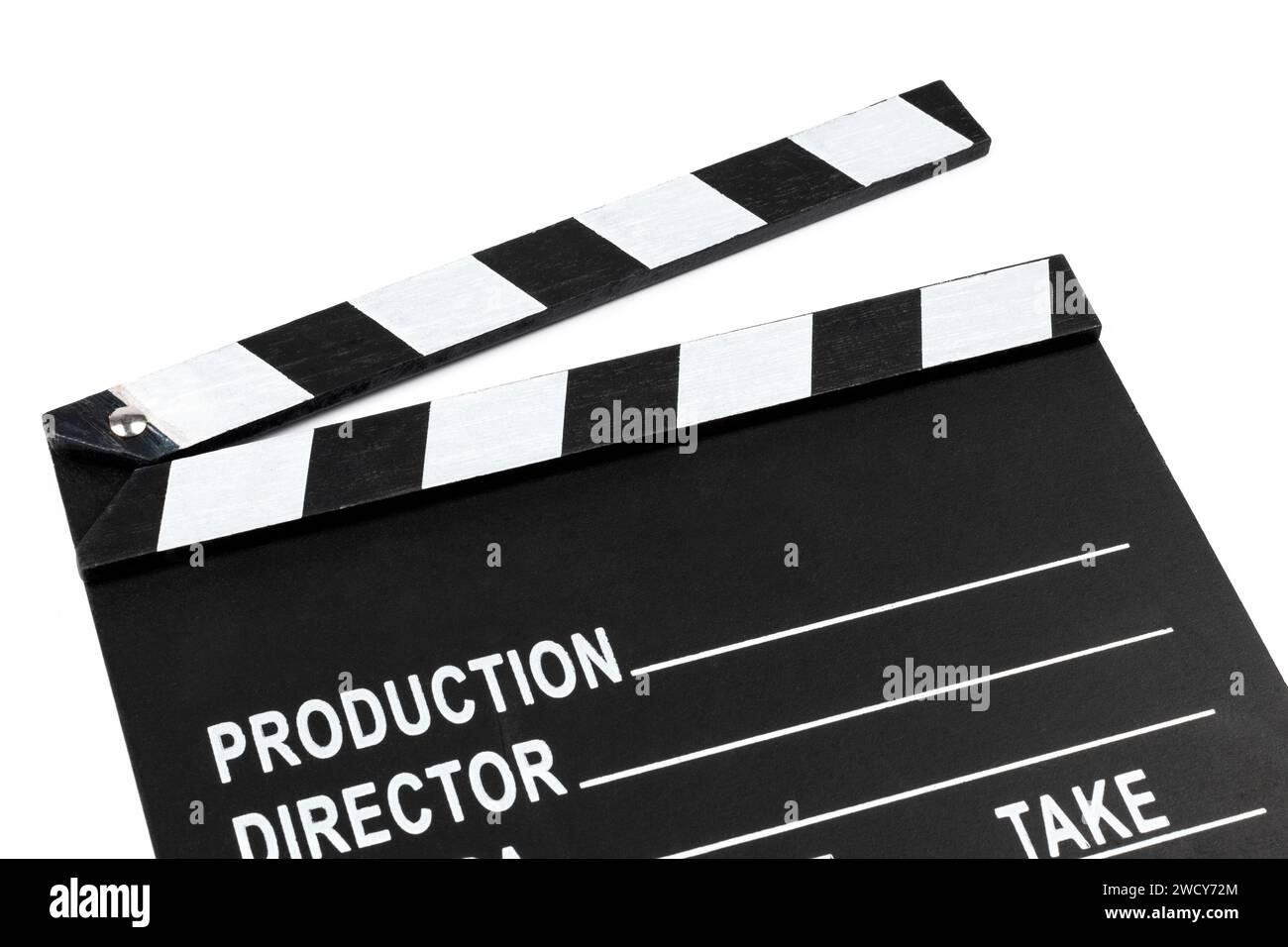 Close-up movie clapper board on white background Stock Photo - Alamy