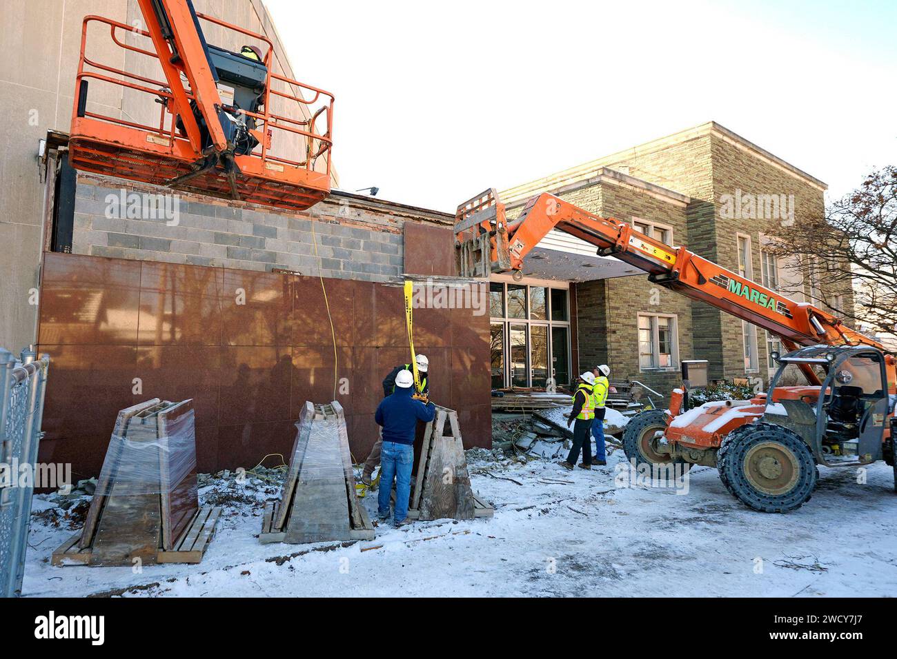 Workers begin demolition Wednesday, Jan. 17, 2023, at the Tree of Life ...