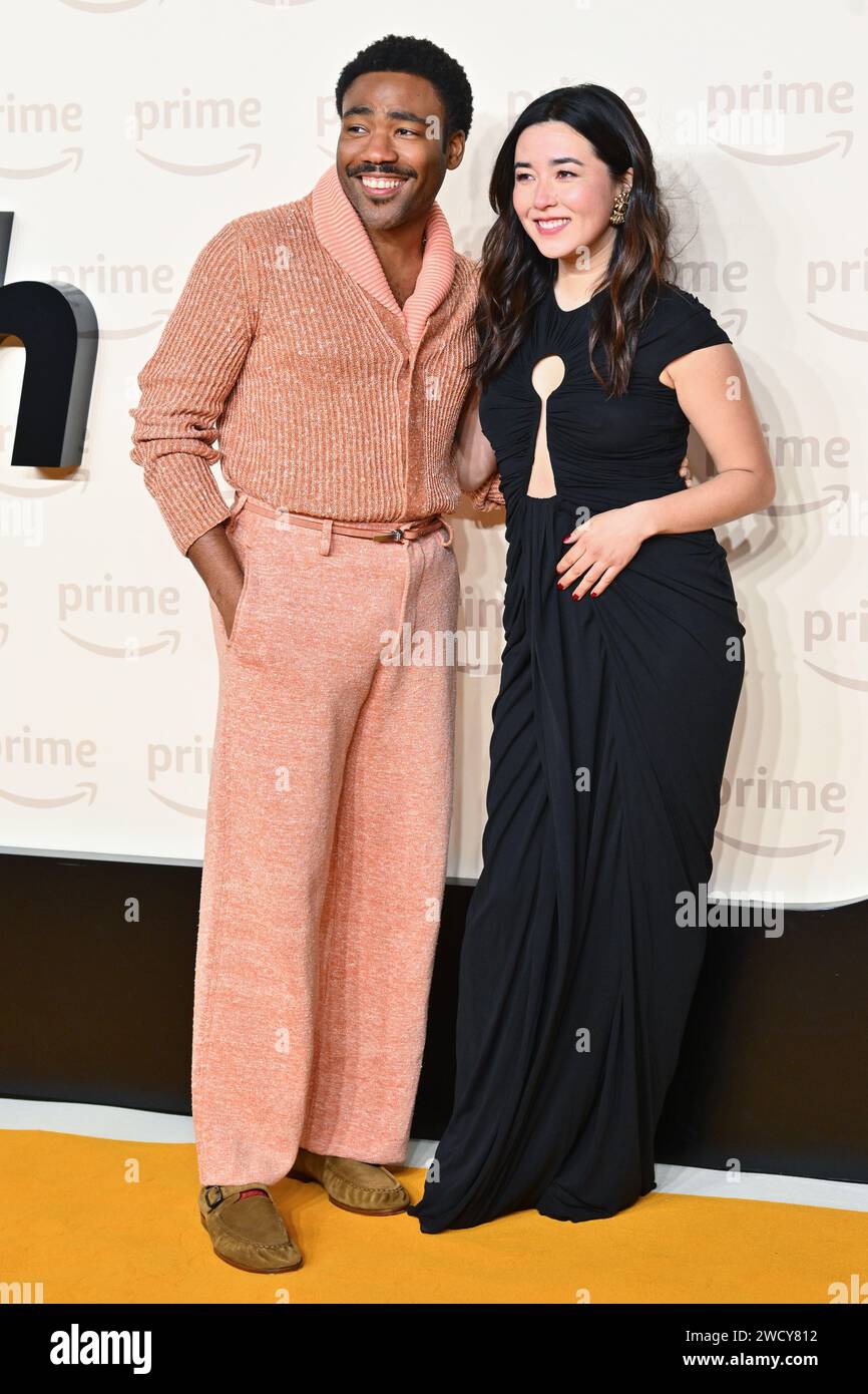 London, UK. 17 January 2024. Maya Erskine and Donald Glover attending ...
