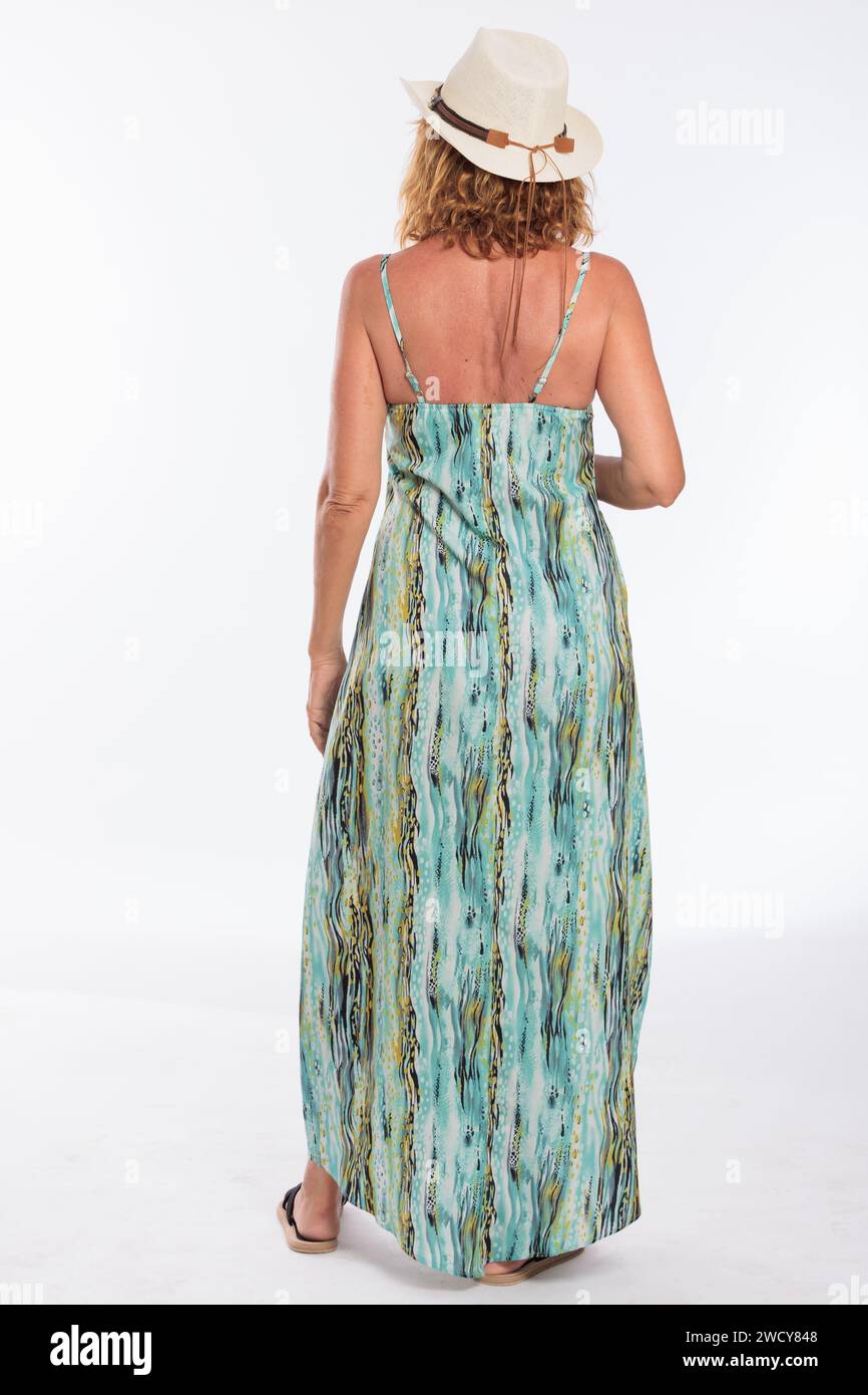 photo session model over 60 on white background Stock Photo - Alamy