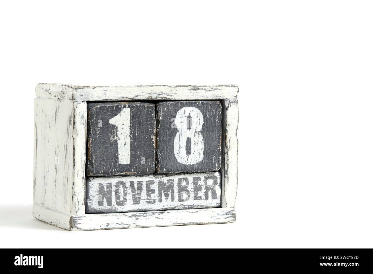 November 18 on wooden calendar, on white background Stock Photo - Alamy