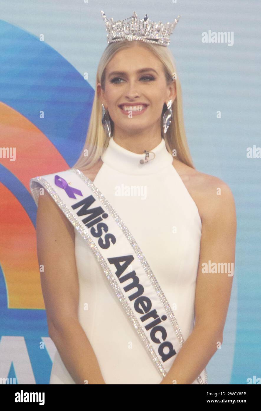 New York, NY, USA. 17th Jan, 2024. Miss America Madison Marsh visits ...