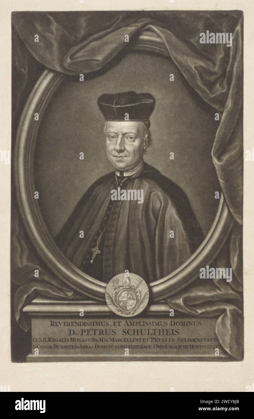 Portrait van Petrus Schultheis, Gerard Valck, 1662 - 1726 print Peter ...