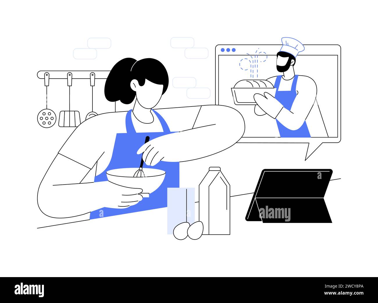 Online baking class isolated cartoon vector illustrations Stock Vector ...