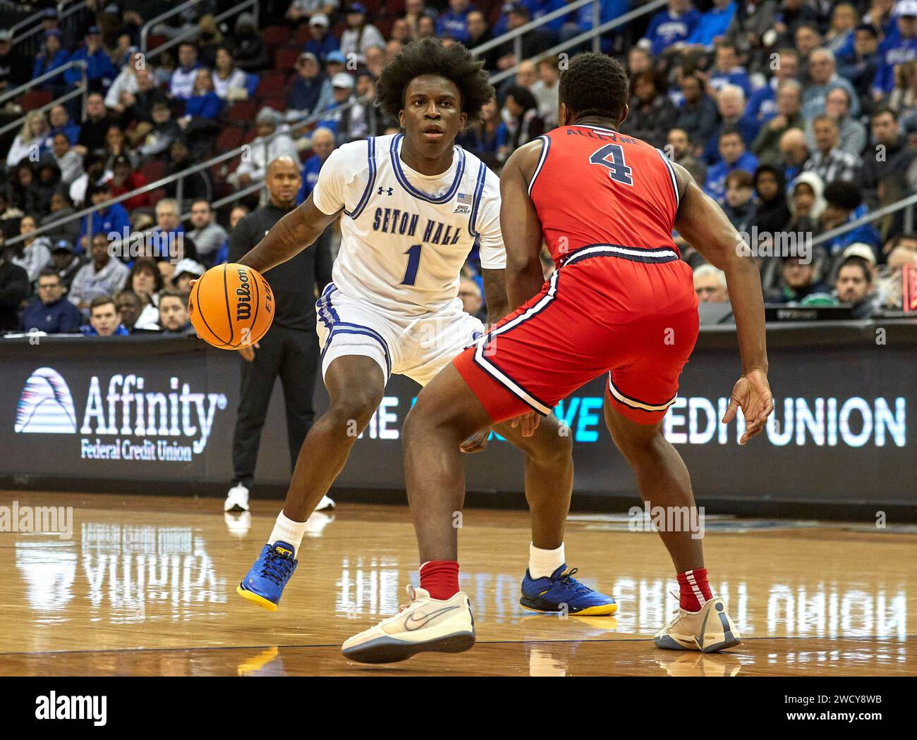 Seton Hall Pirates guard Kadary Richmond (1) gets pressure from St ...