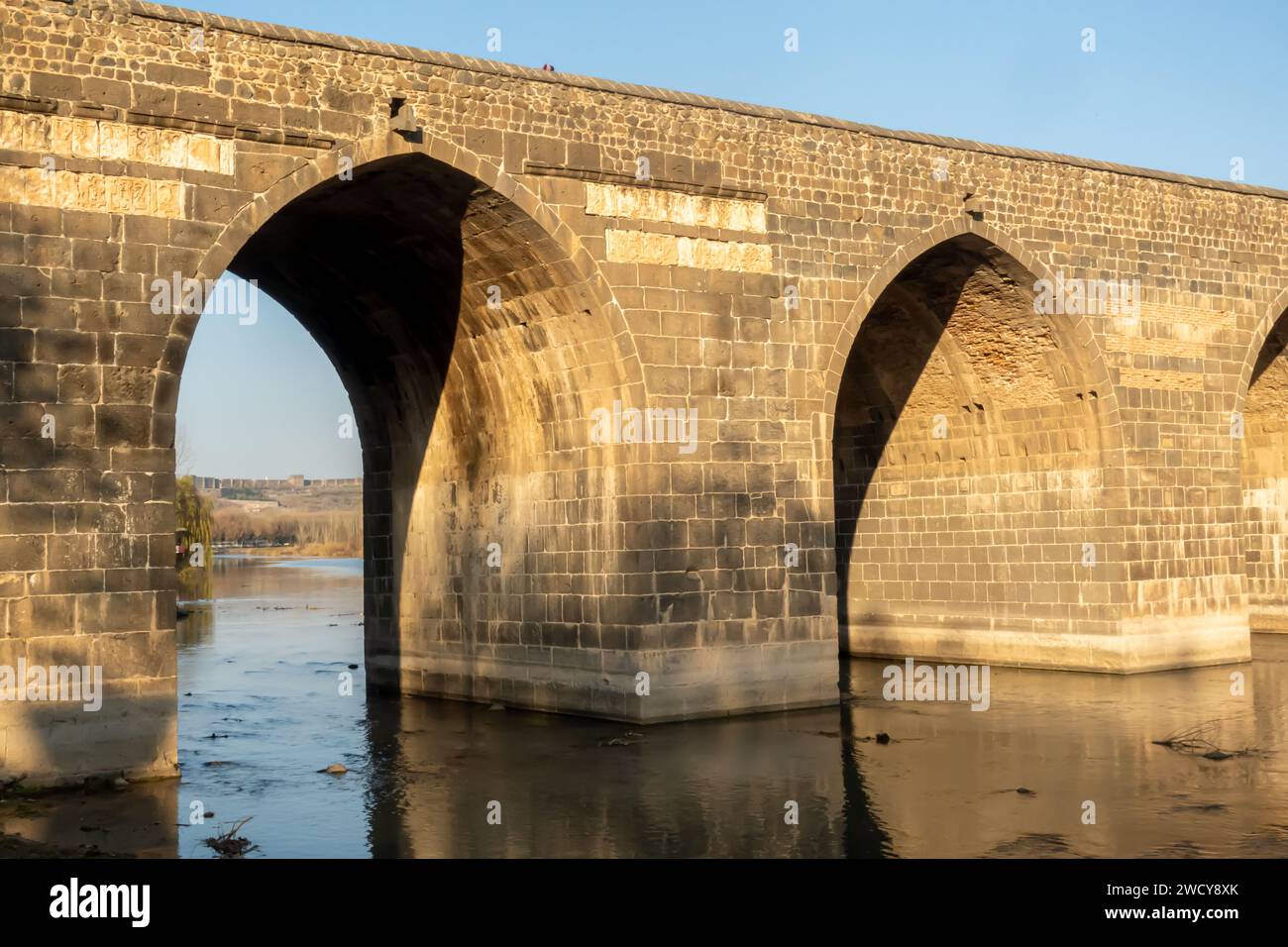 Dicle Bridge over river Tigris in Diyarbakir Turkey. (Turkish: Dicle ...