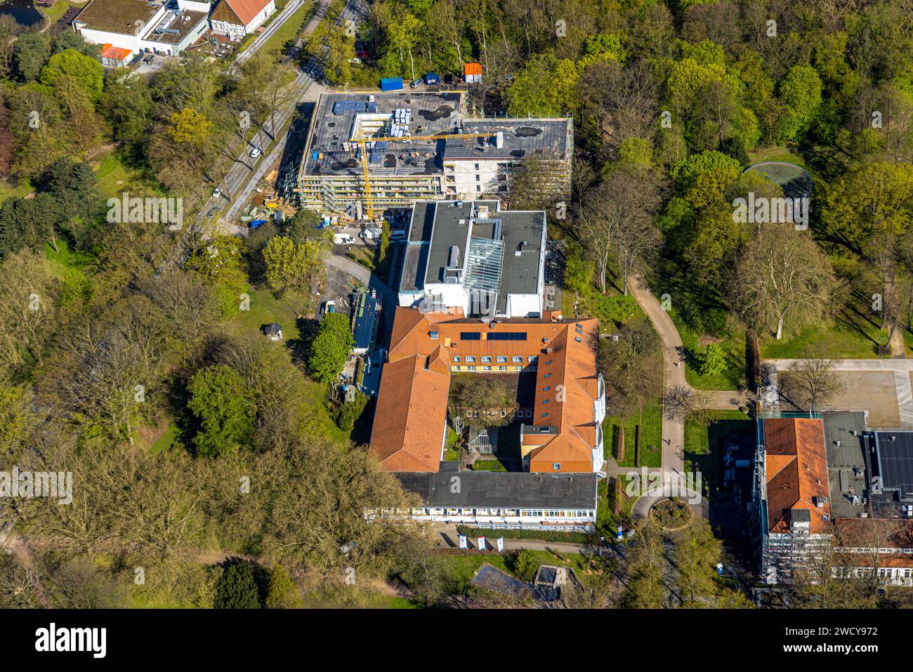 Aerial view, Kurhaus Bad Hamm, Kurpark, Uentrop, Hamm, Ruhr area, North ...