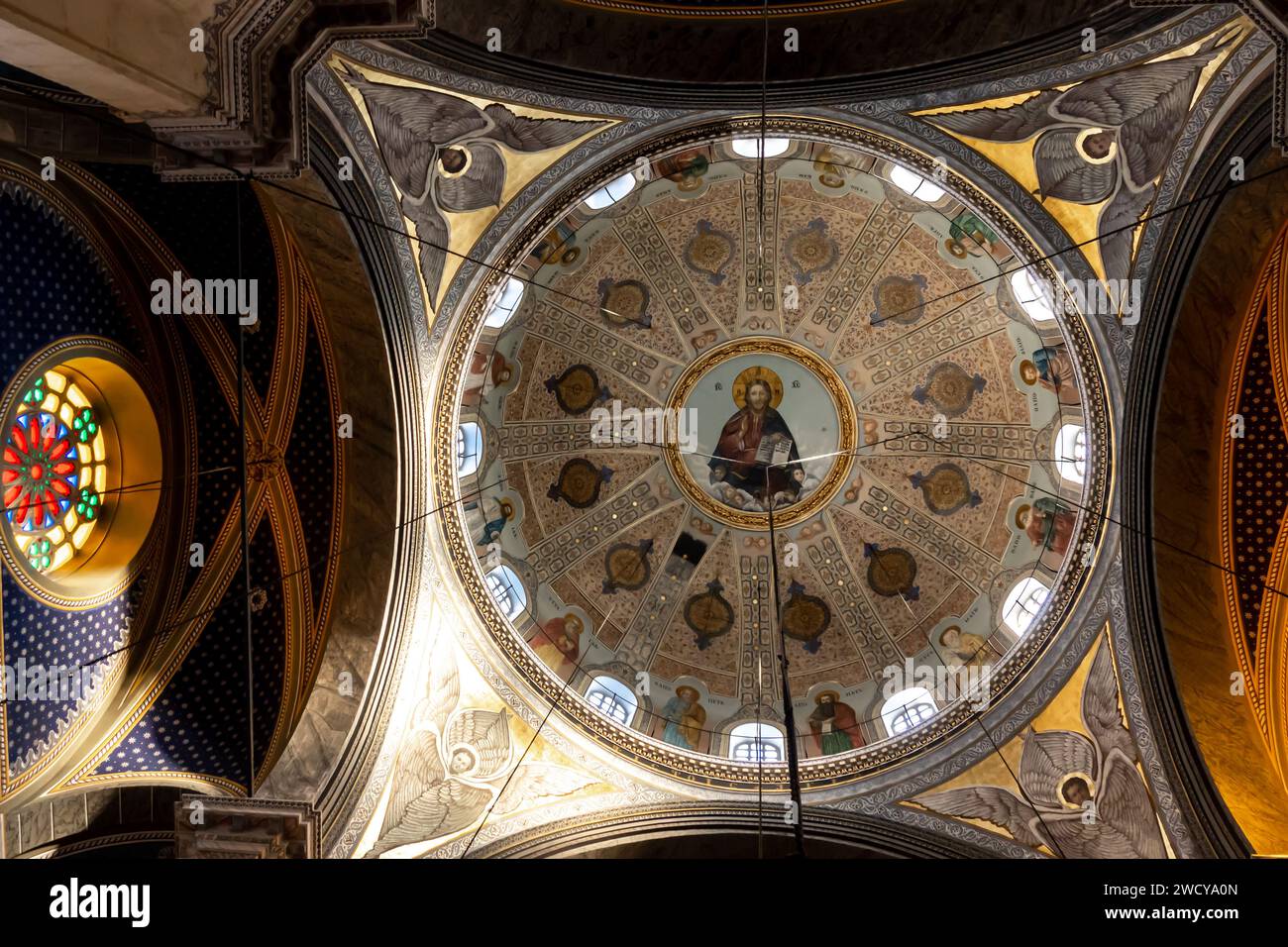 Hagia Triada Greek Orthodox Church interior ceiling. Greek orthodox ...
